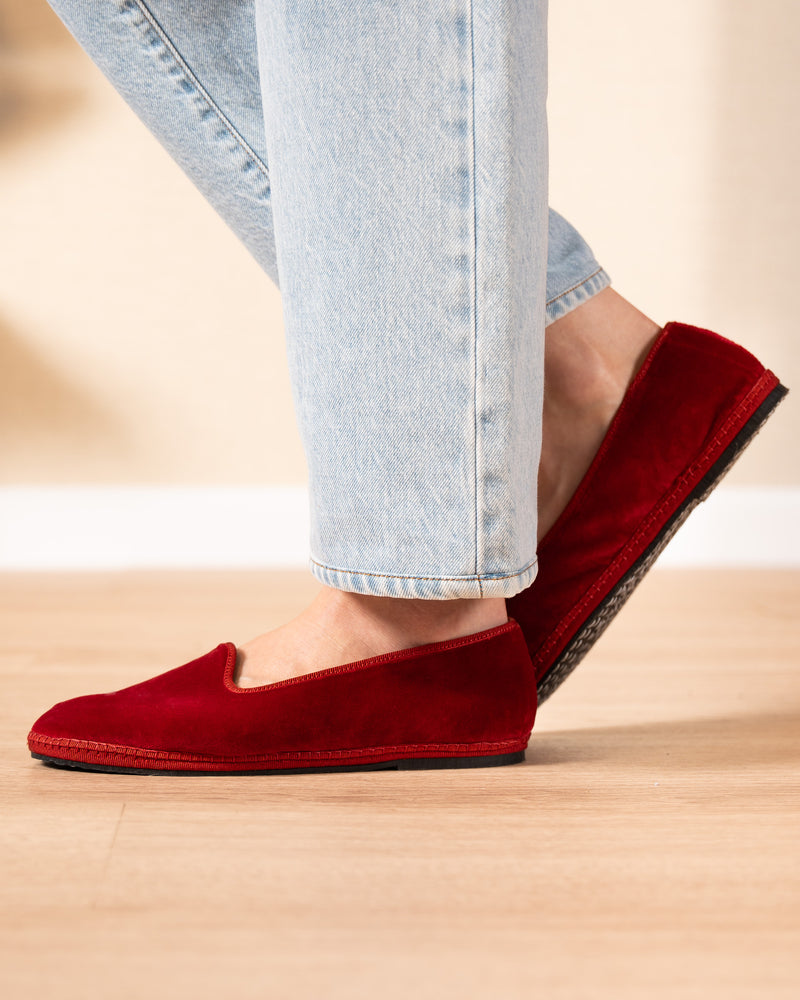 Velasca | Red velvet friulane slip-on shoes, Made in Italy