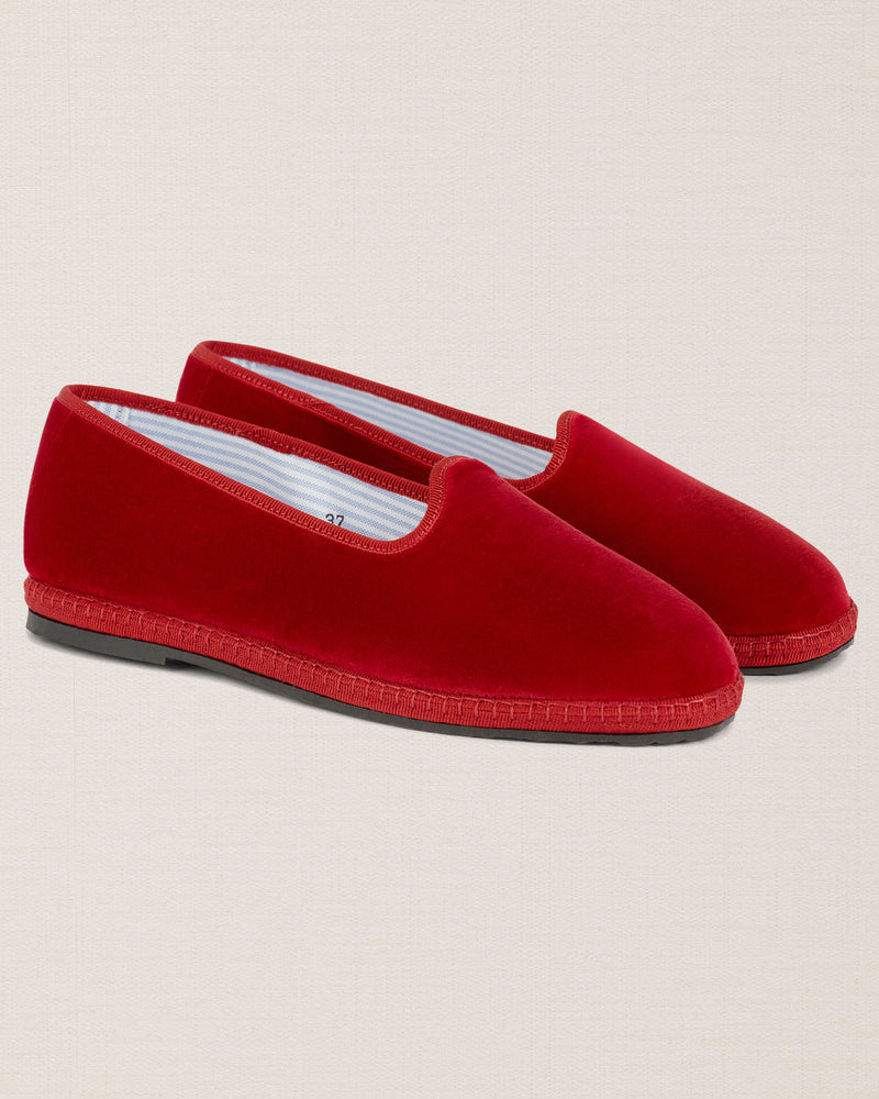 Velasca | Red velvet friulane slip-on shoes, Made in Italy
