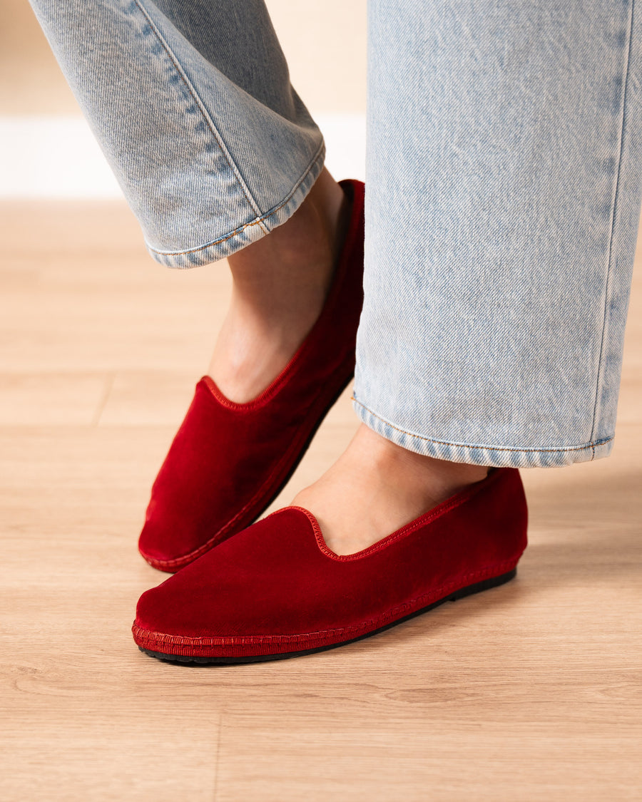 Velasca | Red velvet friulane slip-on shoes, Made in Italy